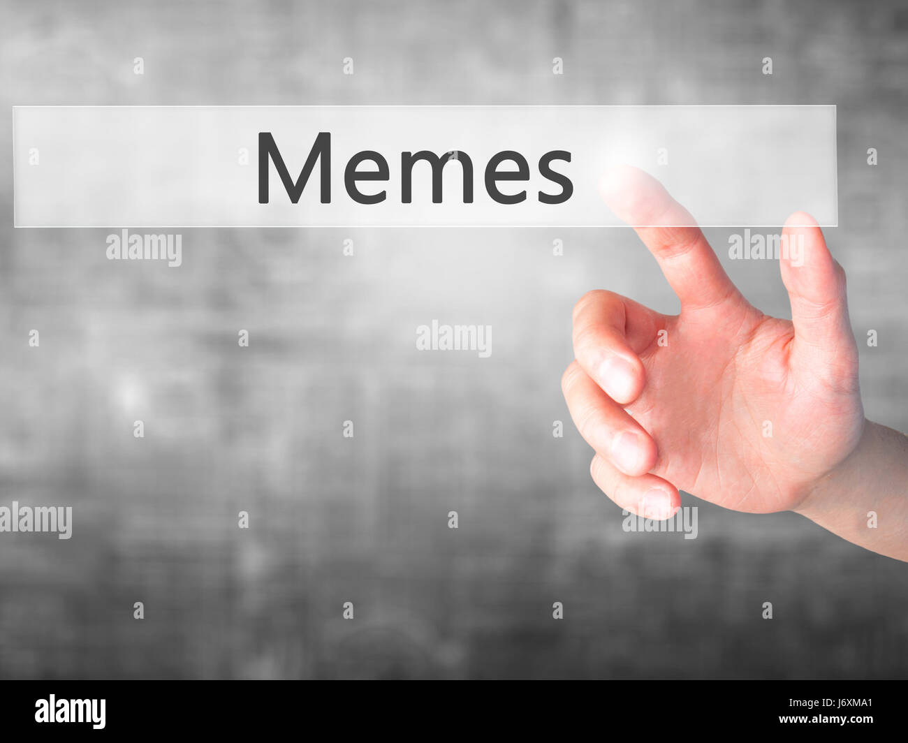 Memes - Hand pressing a button on blurred background concept . Business ...