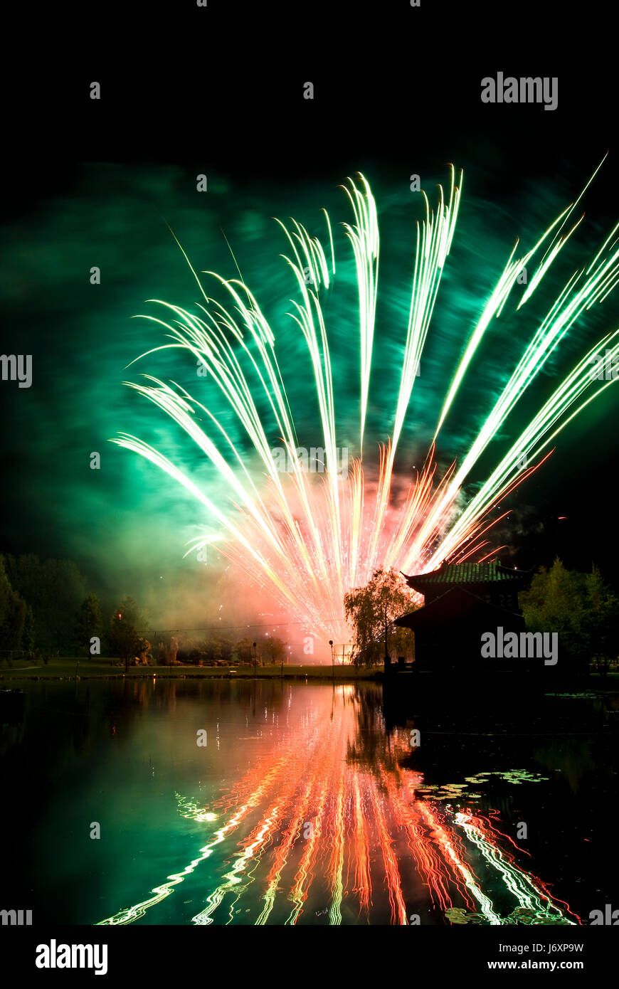 night nighttime party celebration pyrotechnics reflections explosion ...