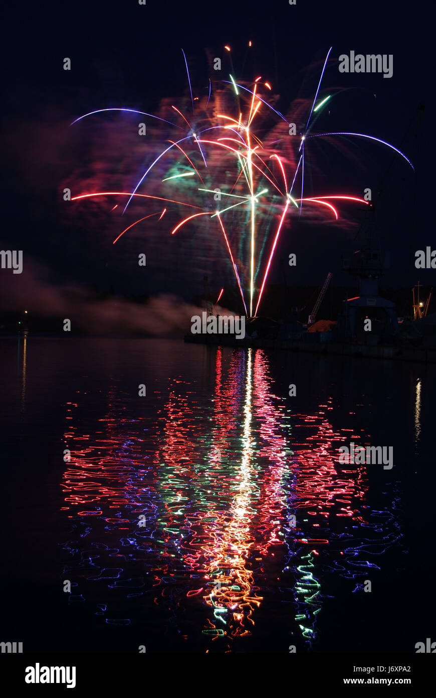 night nighttime party celebration pyrotechnics reflections explosion ...