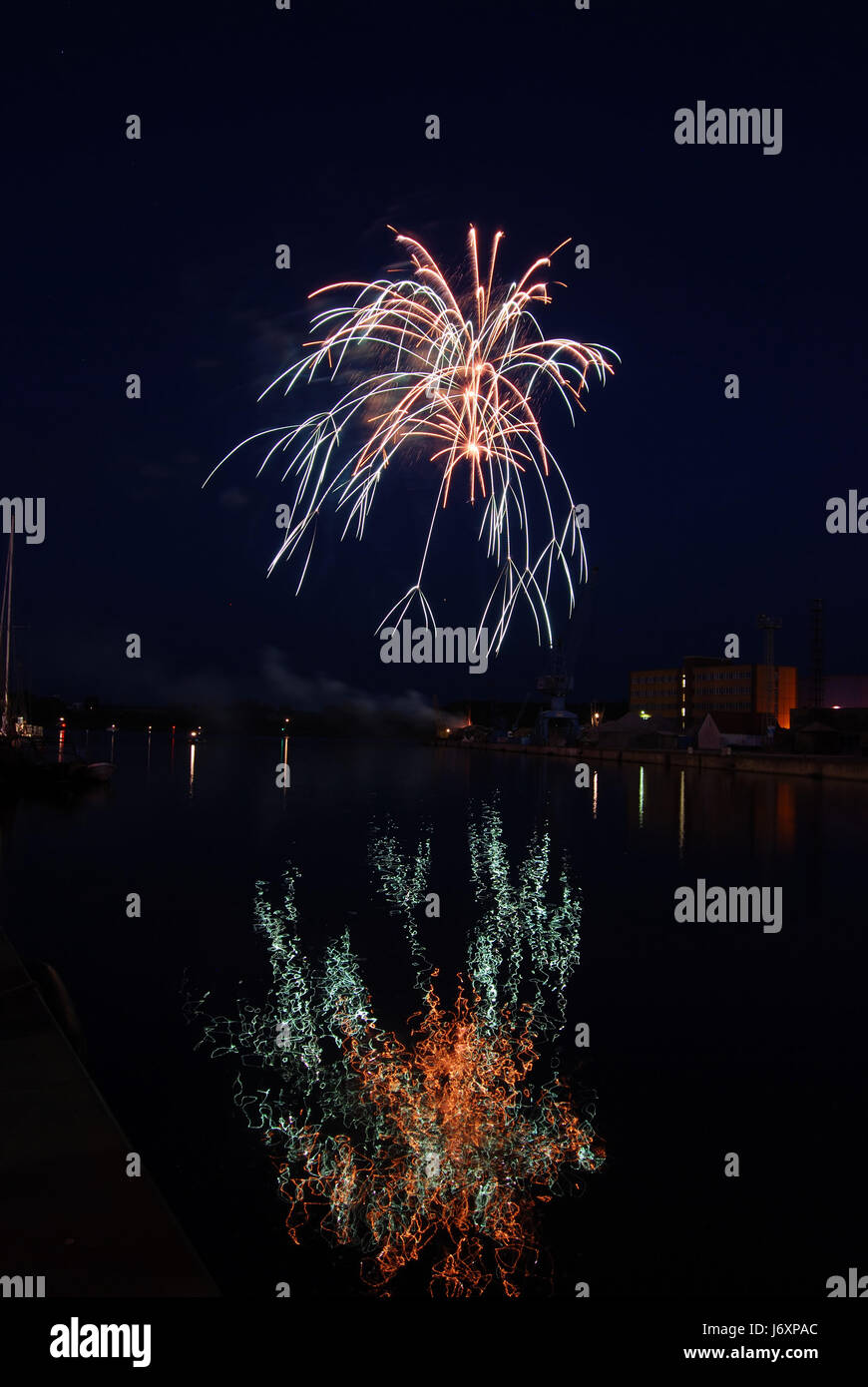 night nighttime party celebration pyrotechnics reflections explosion ...