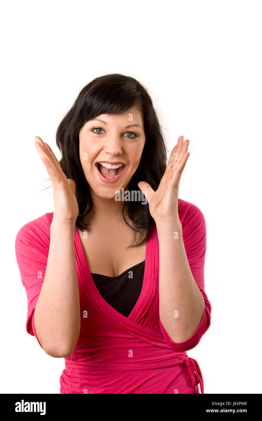 young woman cries out loud Stock Photo - Alamy