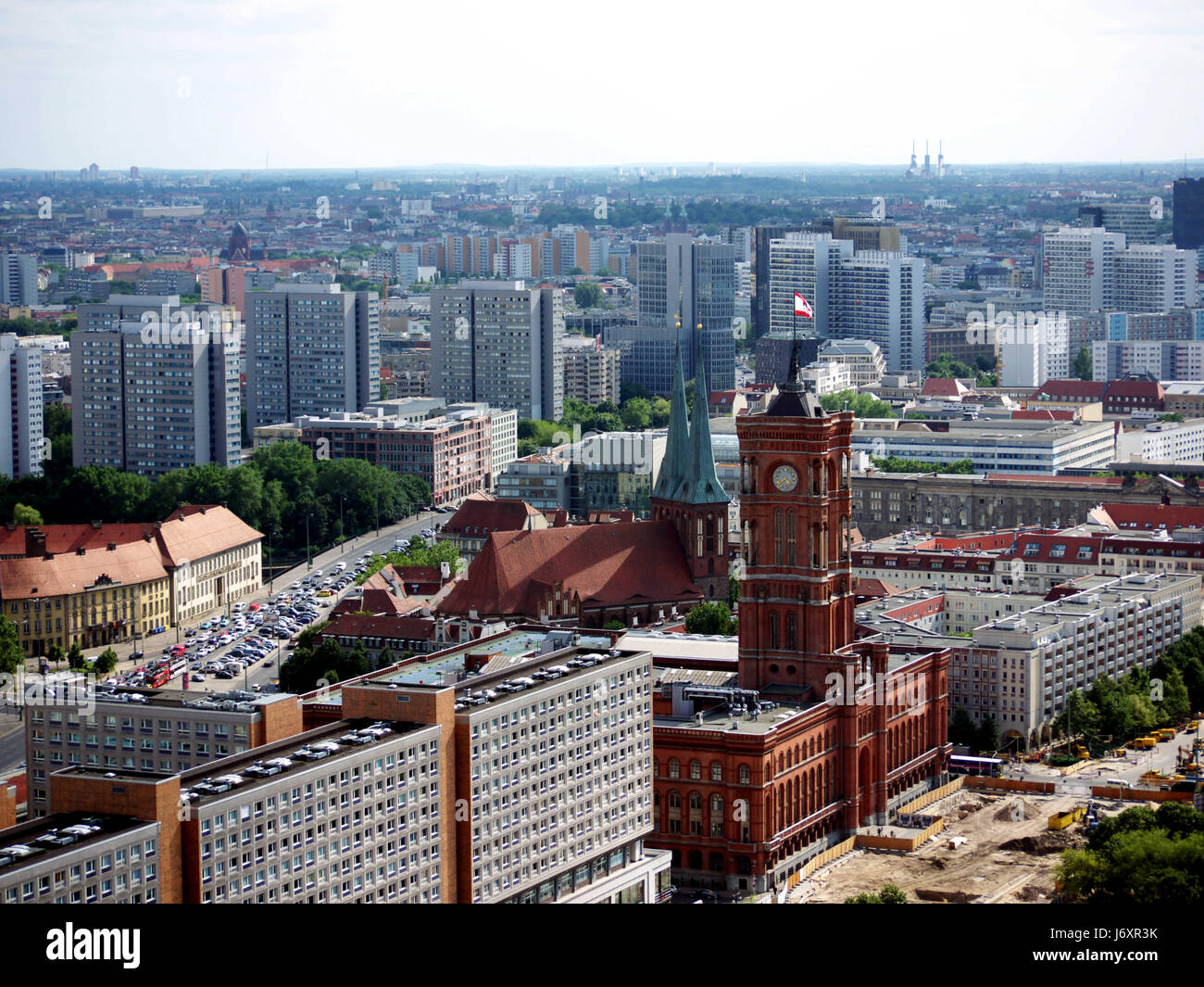 berlin red city hall-bird's Stock Photo - Alamy