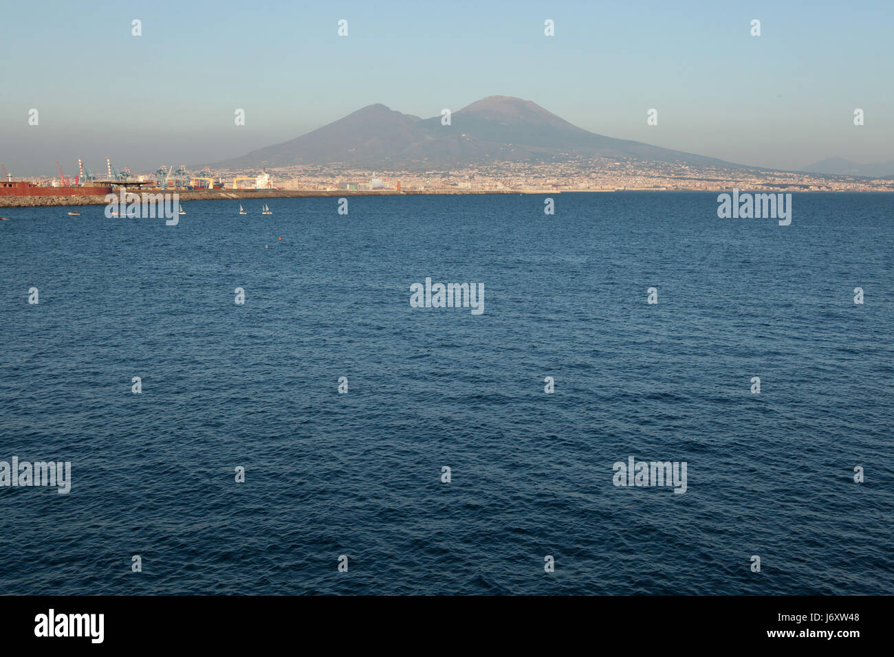 Mount Vesuvius and the Gulf of Naples pictured from Naples, Campania ...