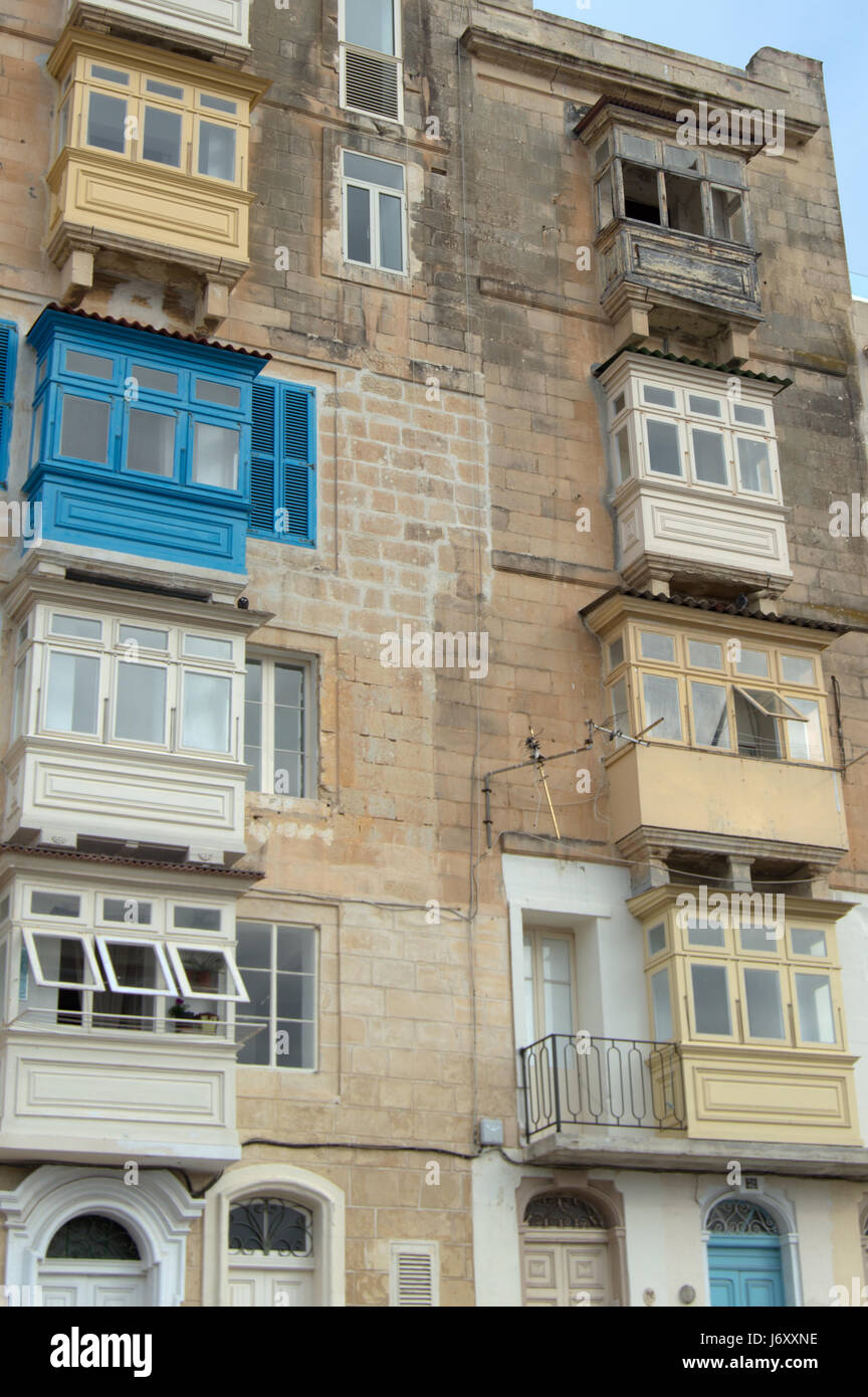 Traditional colourful Maltese window boxes Stock Photo - Alamy