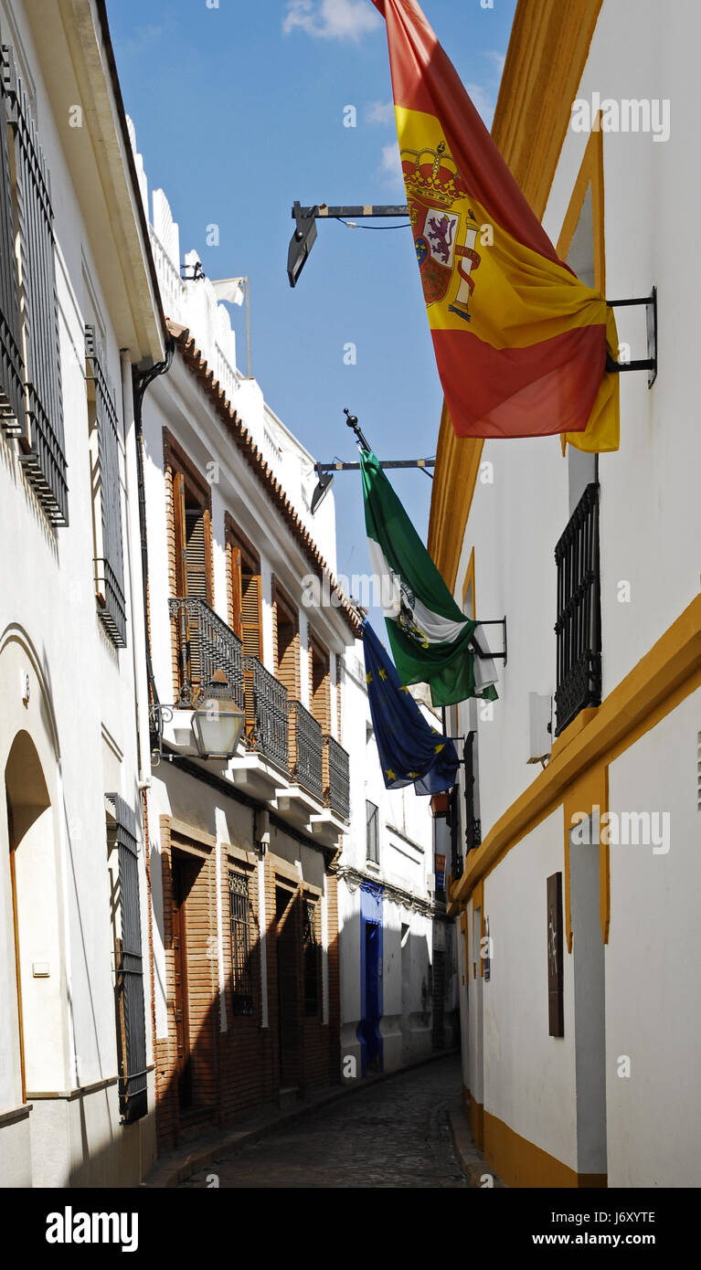 old town flag cordoba house building city town window porthole dormer ...