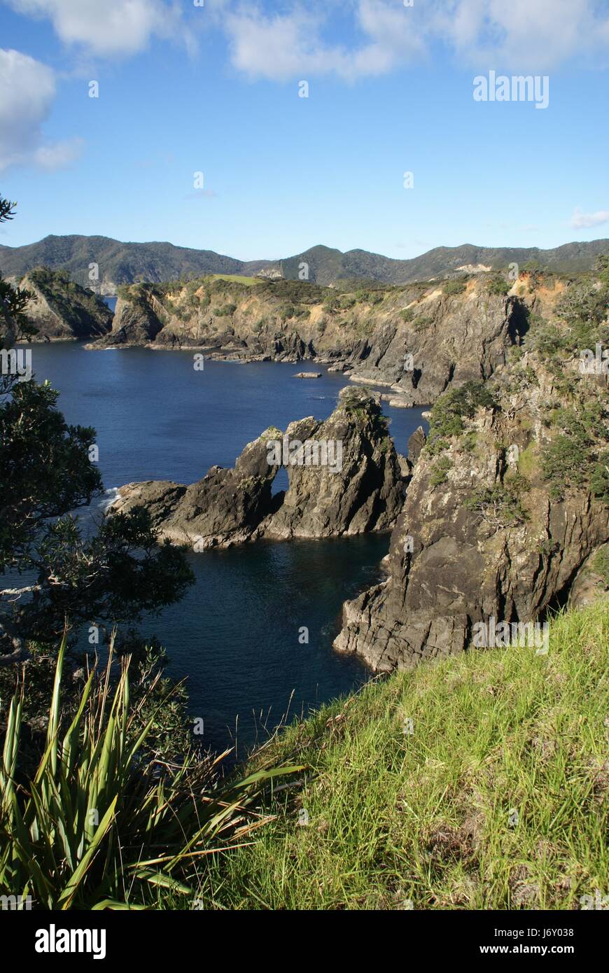 coast new zealand cliff salt water sea ocean water headland stone rock ...