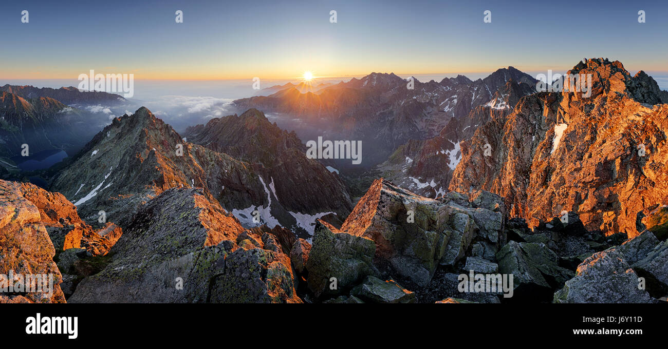 Wonderful scenery in mountains during summer colorful sunset in High ...