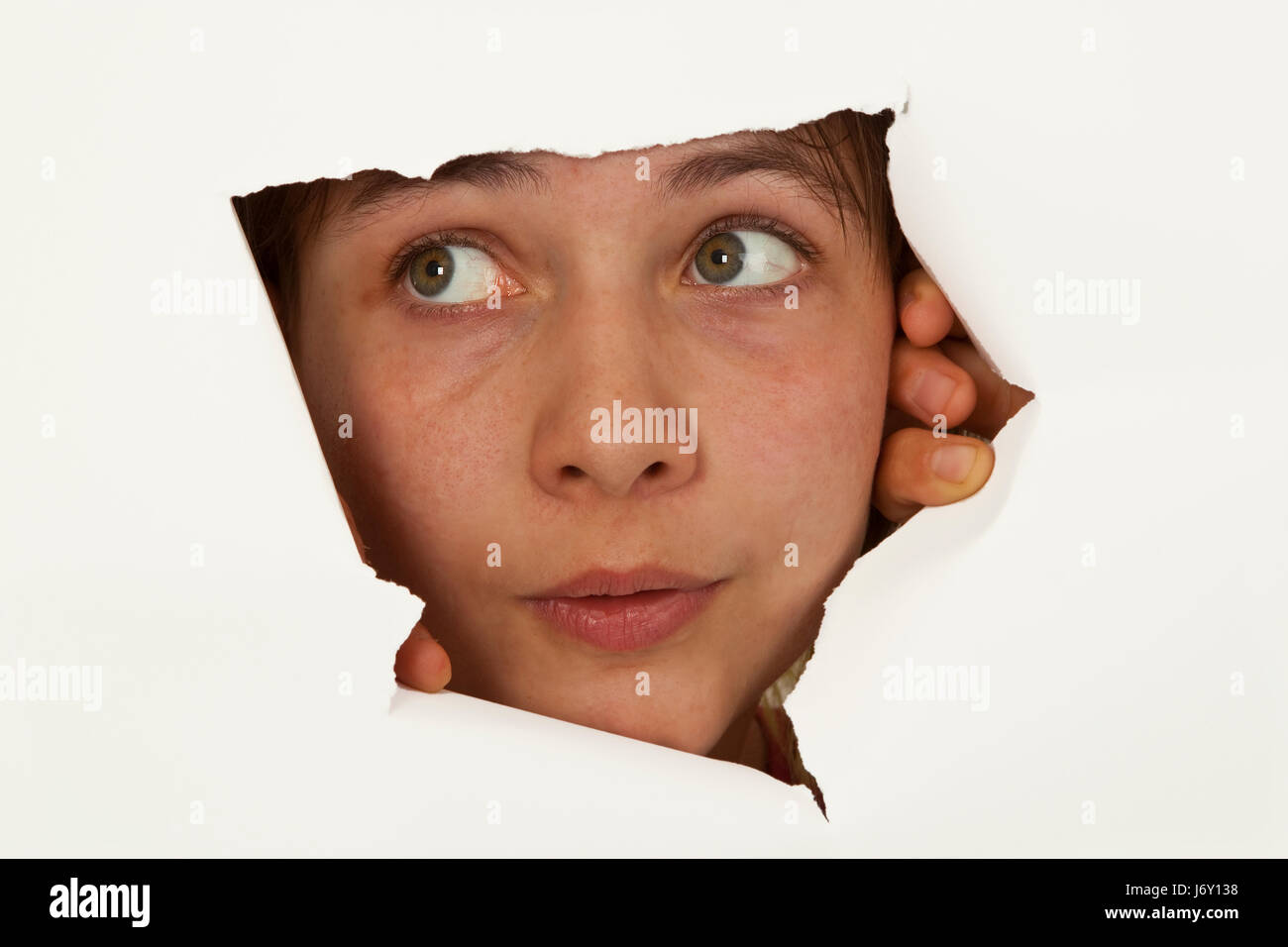 woman future curious nosey nosy face look glancing see view looking ...