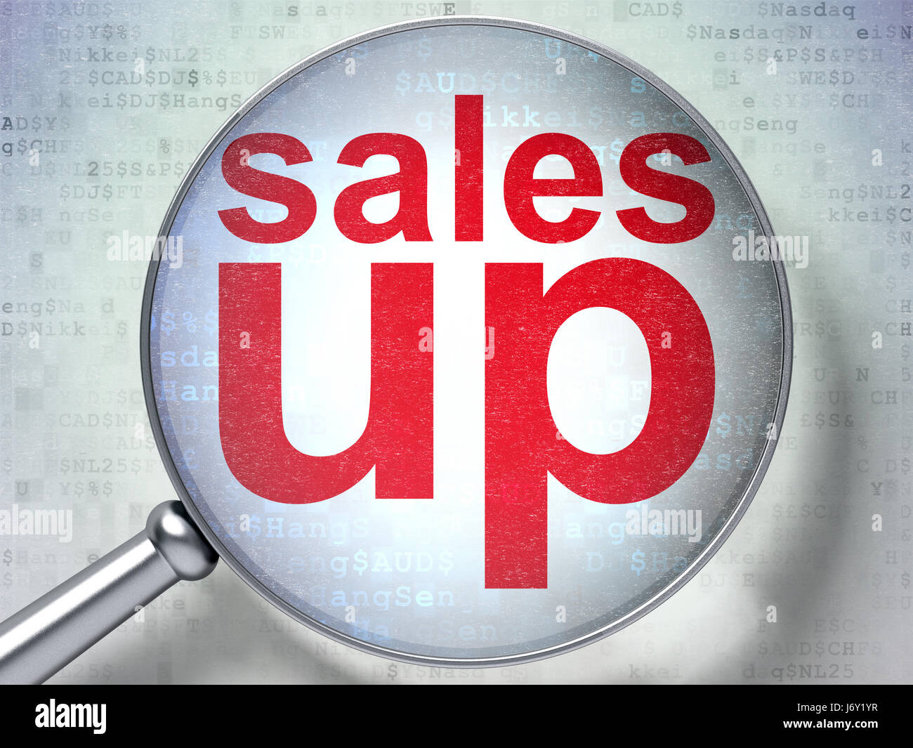 Advertising concept: Sales Up with optical glass Stock Photo - Alamy