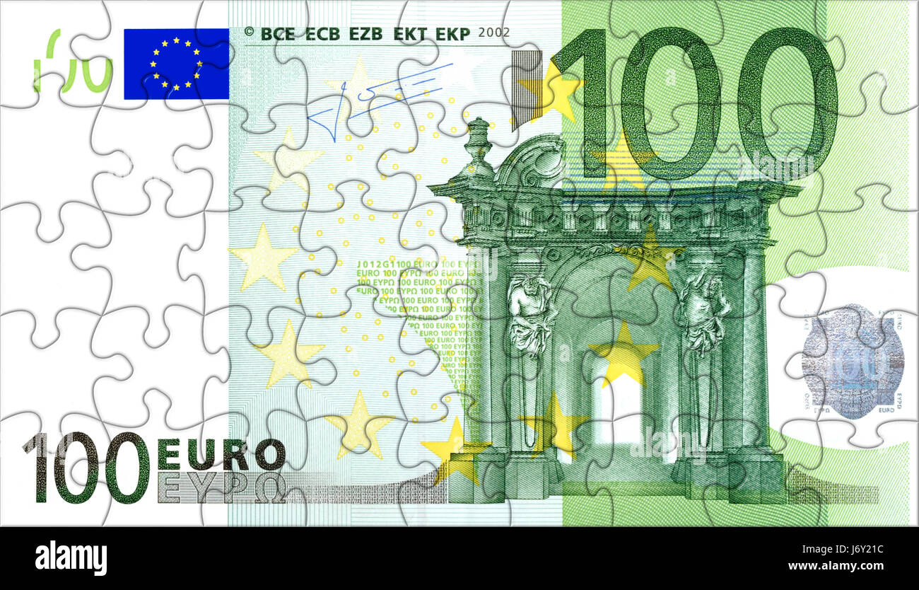 green euro bank note one hundred jigsaw puzzle jigsaw puzzle complete ...