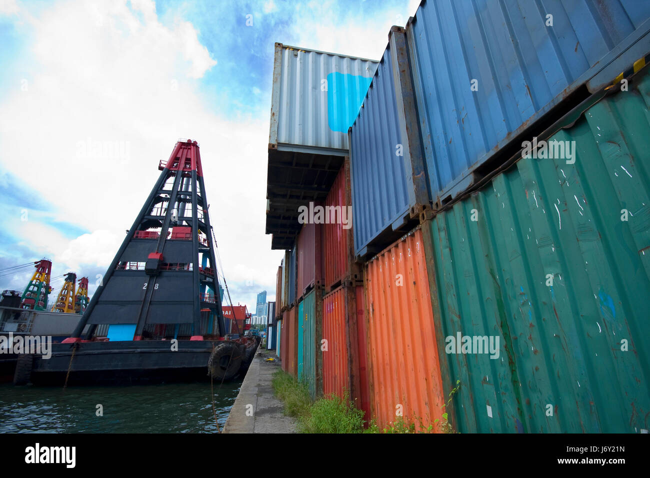 transport container port ship commercial containers sailing boat ...