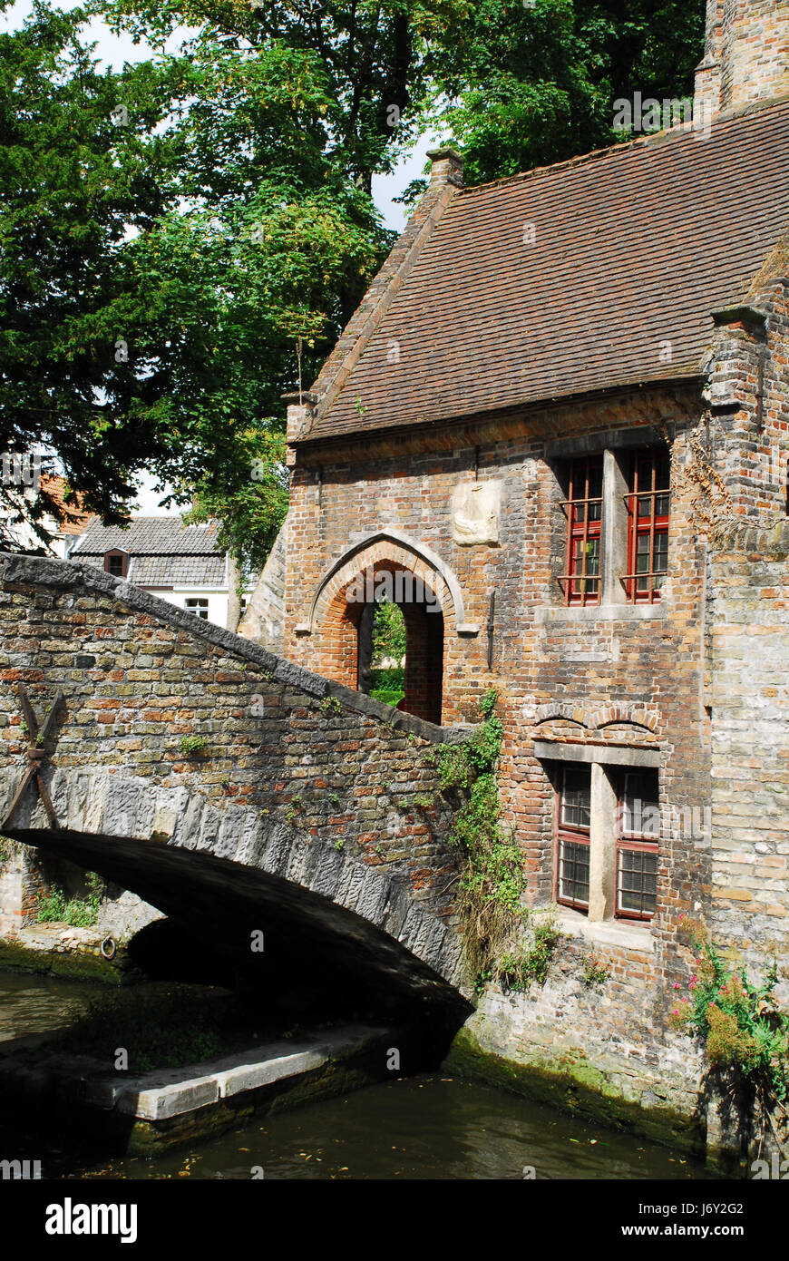 bridge channel belgium flanders bruges natural stone house building ...