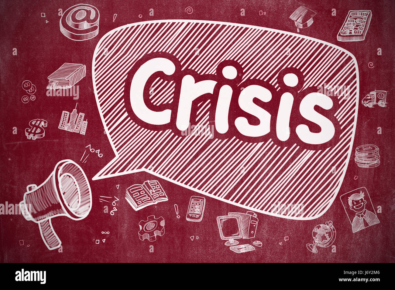 Crisis - Hand Drawn Illustration on Red Chalkboard Stock Photo - Alamy