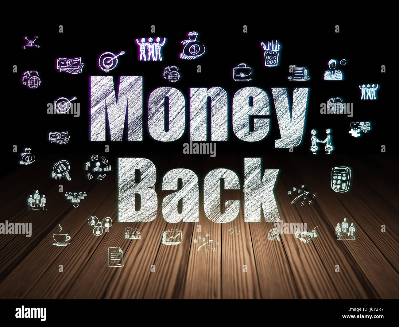 Finance concept: Money Back in grunge dark room Stock Photo - Alamy