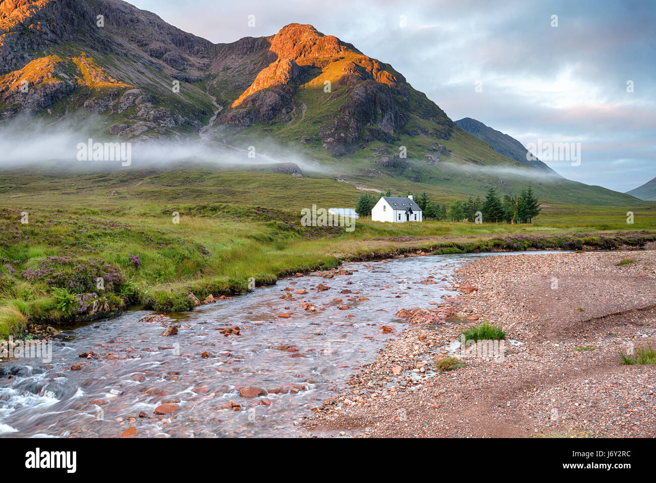 A remote mountain bothy at the foot of Glencoe in the Scottish ...