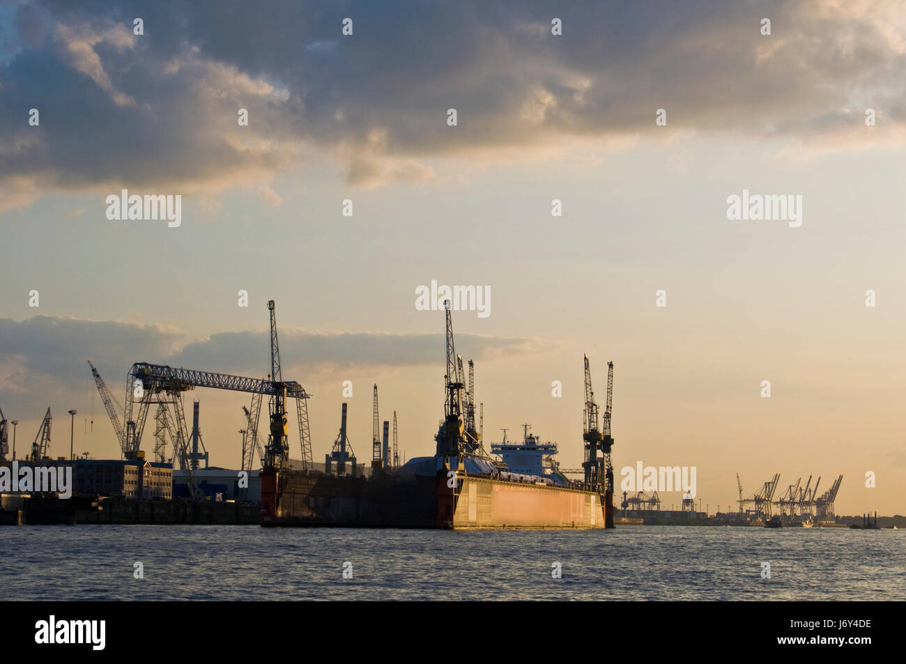 dockyard europe evening harbor germany german federal republic hamburg ...