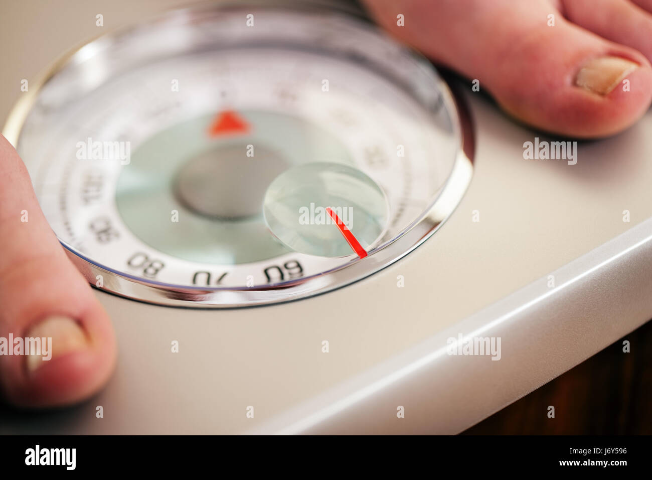 woman standing on scales Stock Photo - Alamy