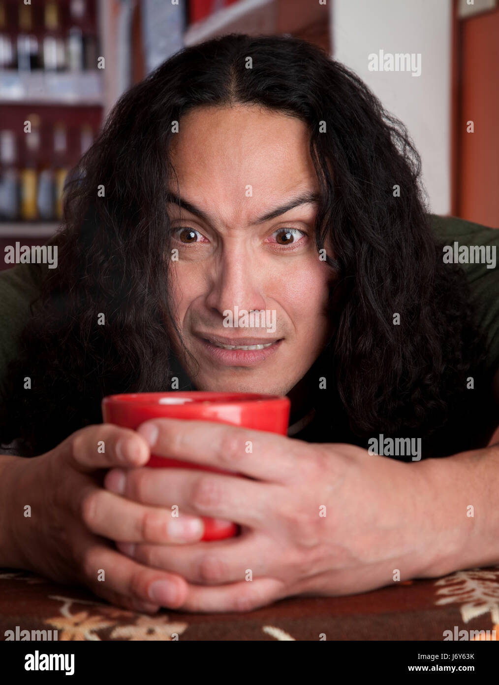 restaurant cup drink drinking bibs closeup male masculine frustration ...