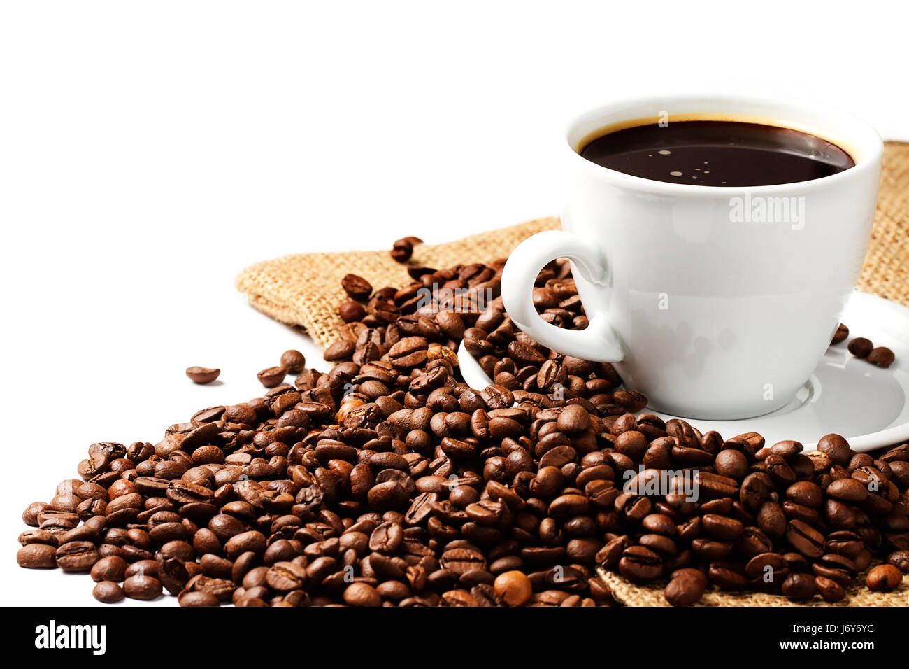 coffee beans with coffee jute hg Stock Photo - Alamy
