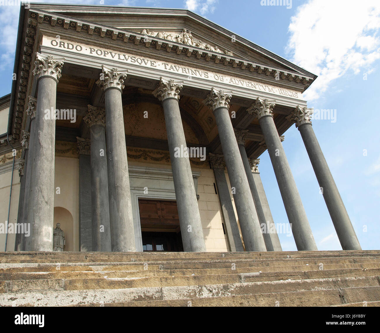 church italia italy blue church columns classical style of construction ...