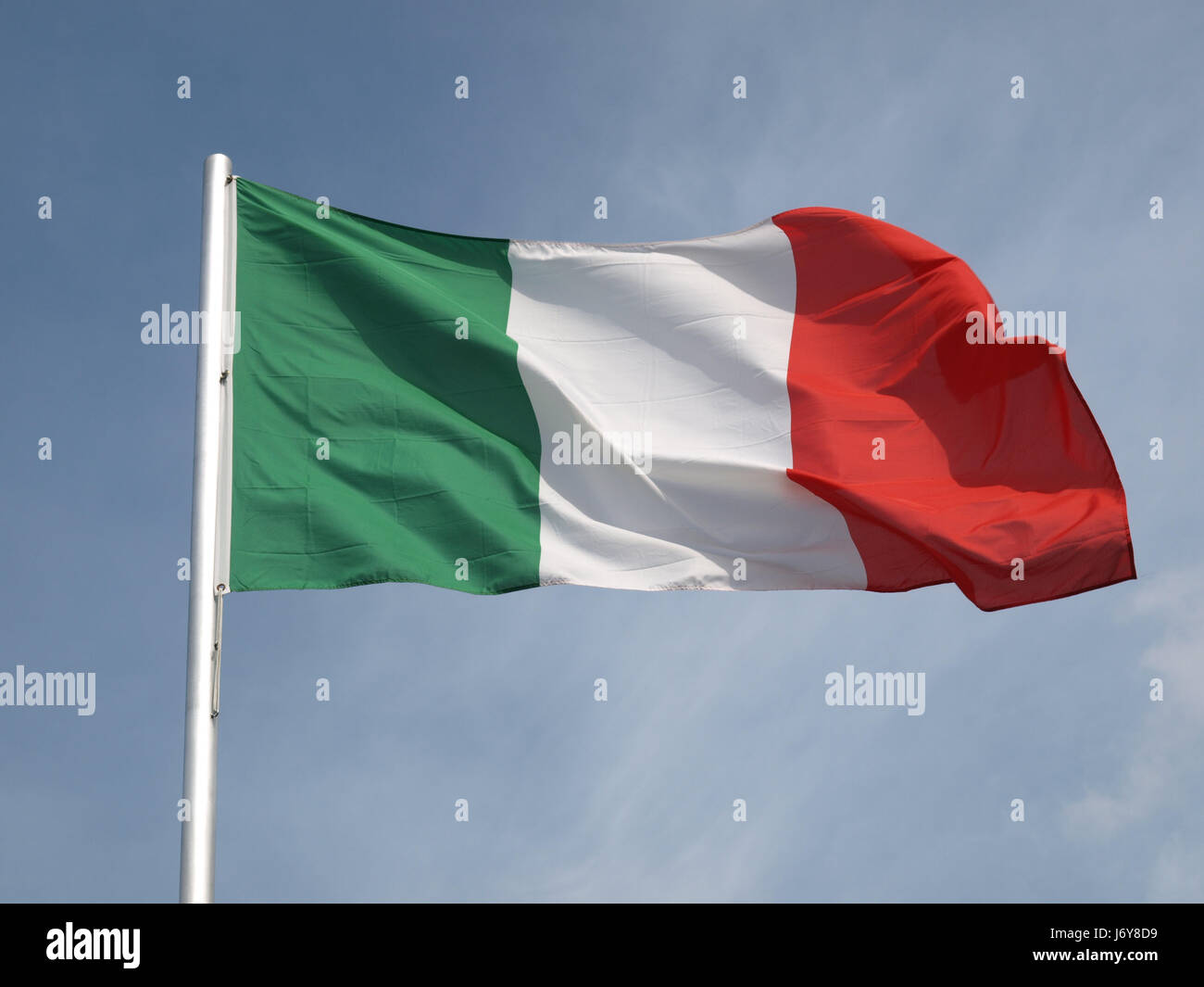 blue europe flag floating firmament sky italy wind blue europe flag ...