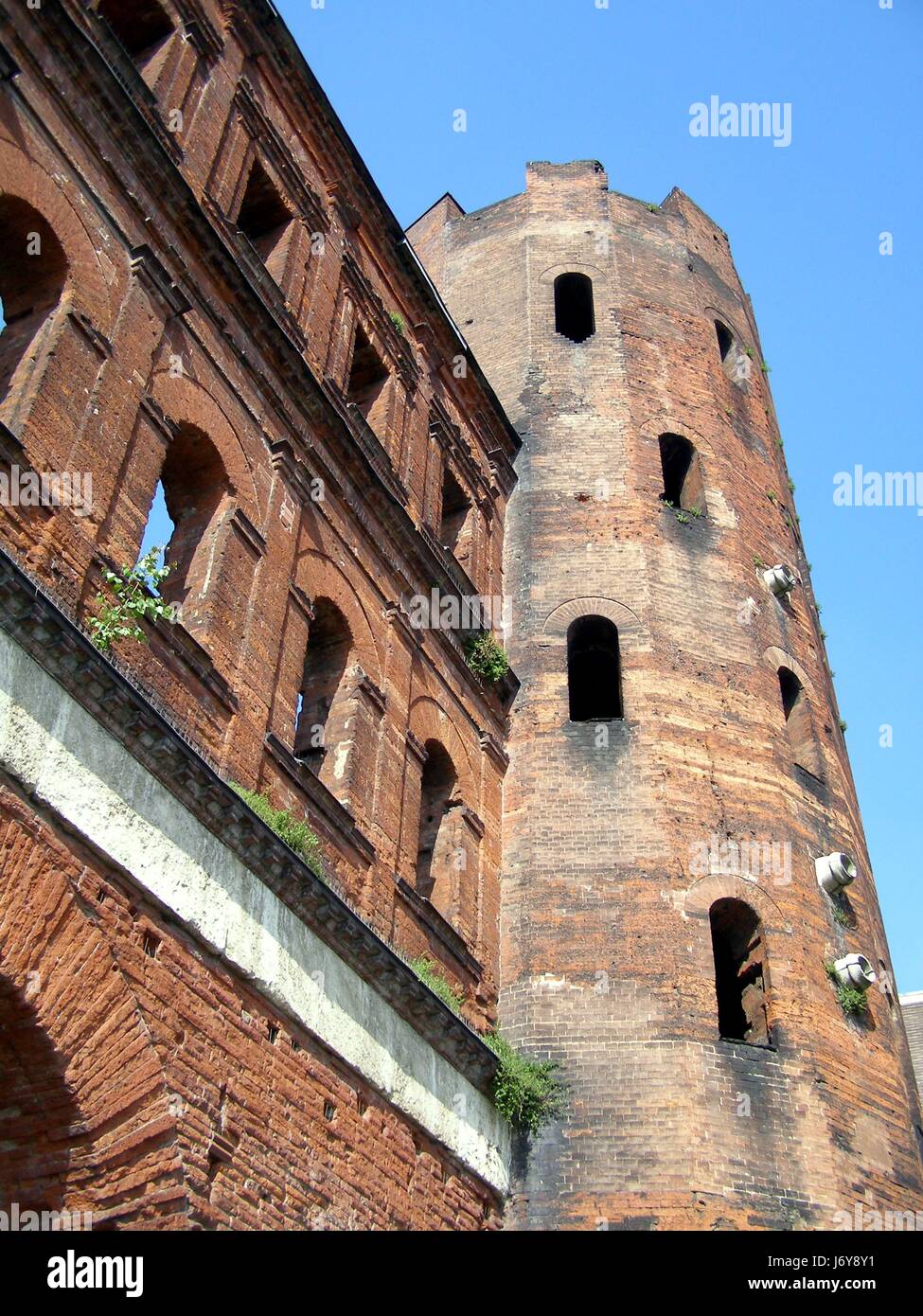 roman gates ancient italy city town arch door wall ruin brick style of ...