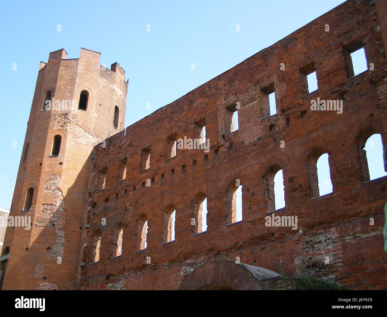 roman gates ancient italy city town arch door wall ruin brick style of ...