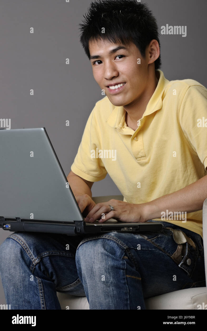 laptop notebook computers computer asia portrait asian handsome young ...