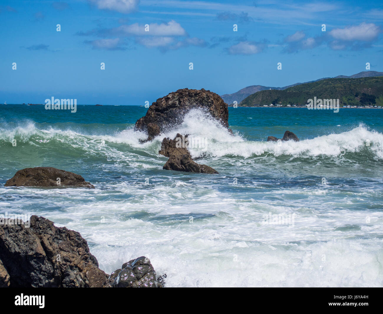 Waves Crashing Over Rocks Coastal Seascape Stock Photo - Alamy