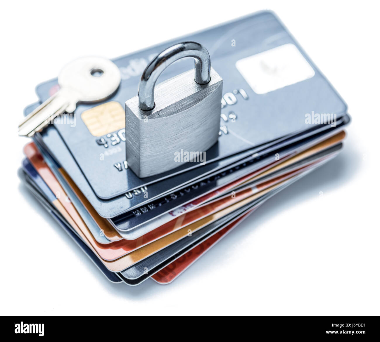 Credit cards and simle mechanical lock. Security concept Stock Photo ...