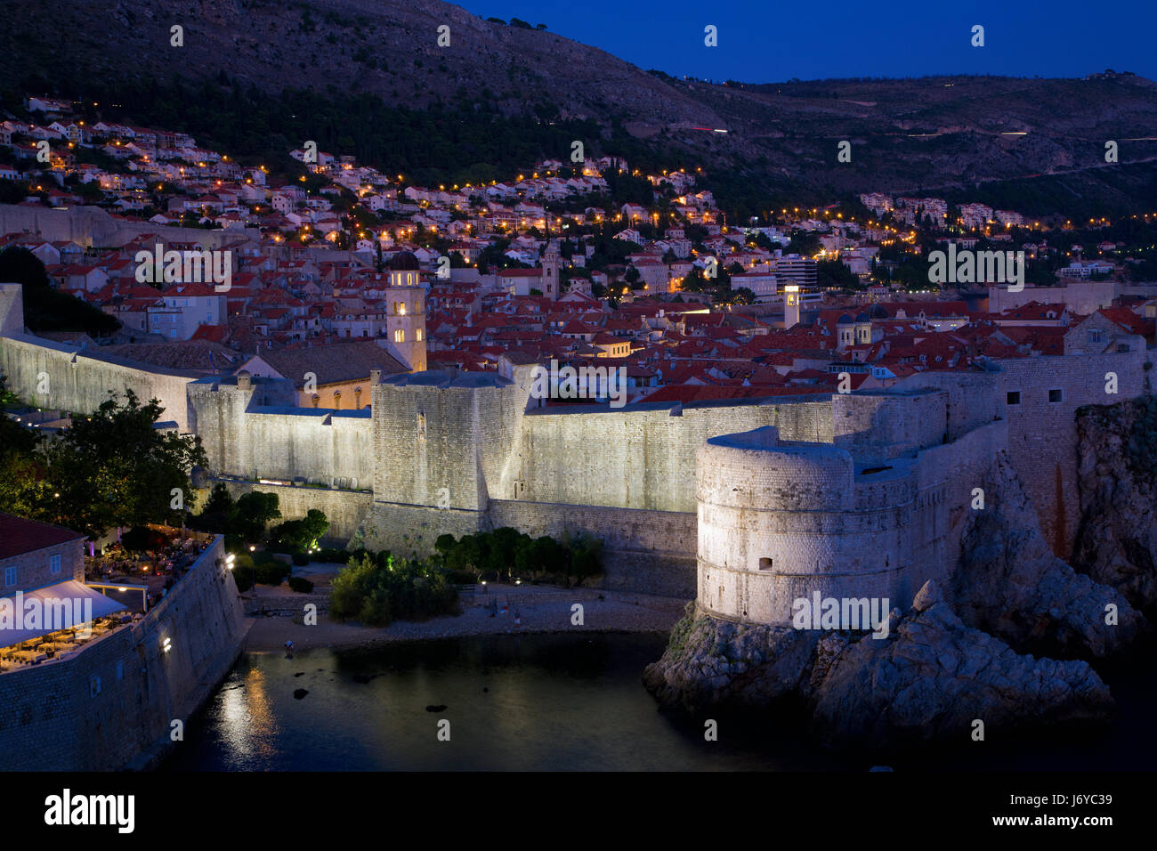 city town night nighttime europe wall style of construction ...