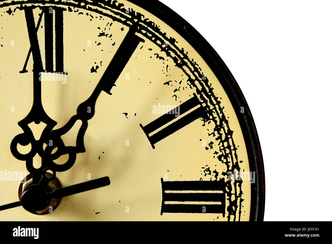 five clock pointer after roman digit twelve late detail isolated ...