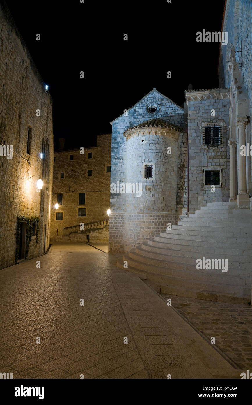 tower city town stone night nighttime style of construction ...