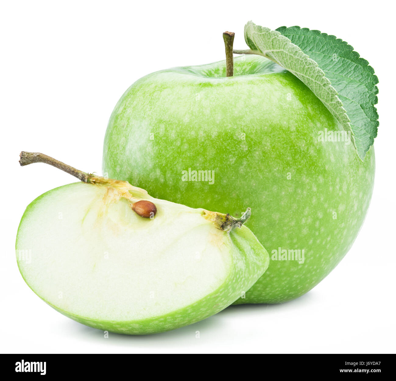 Ripe green apples on the white background Stock Photo - Alamy