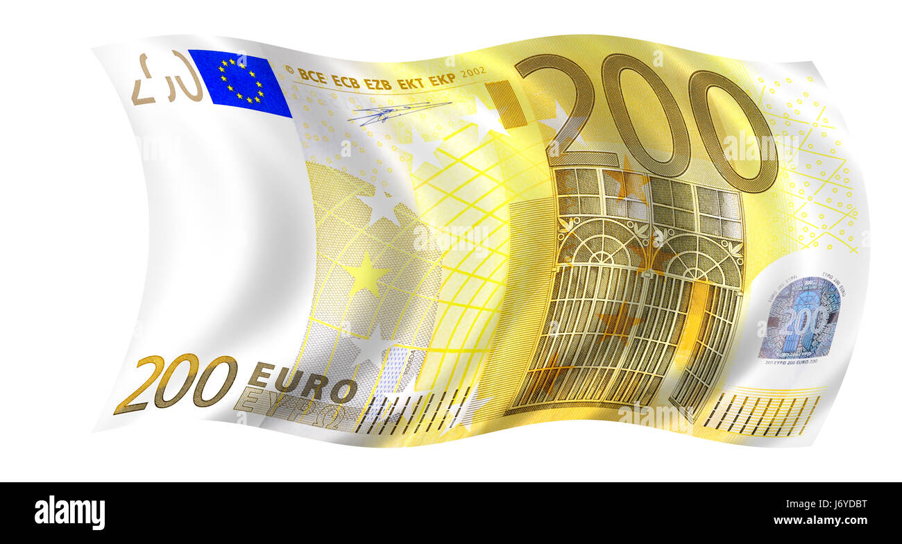 euro flag bank note shine two hundred bank lending institution green ...