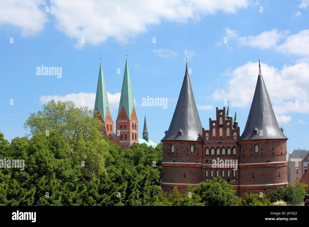 holsten gate and st. mary's church Stock Photo - Alamy