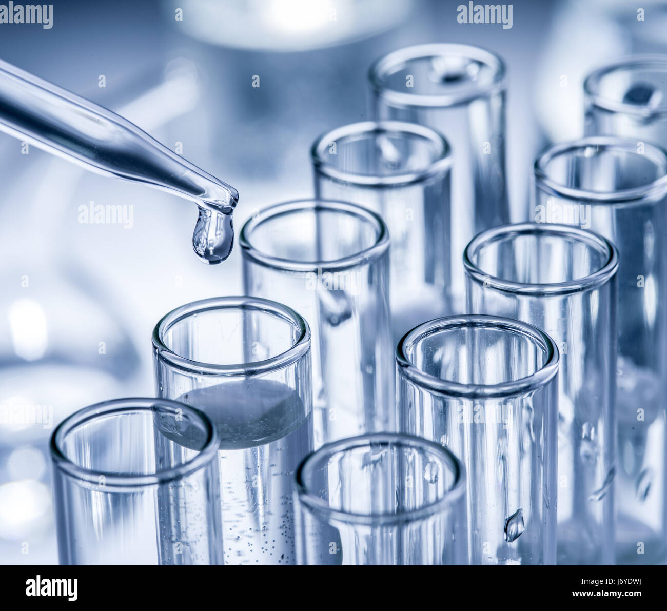 Different laboratory beakers and glassware. Monochrome Stock Photo - Alamy