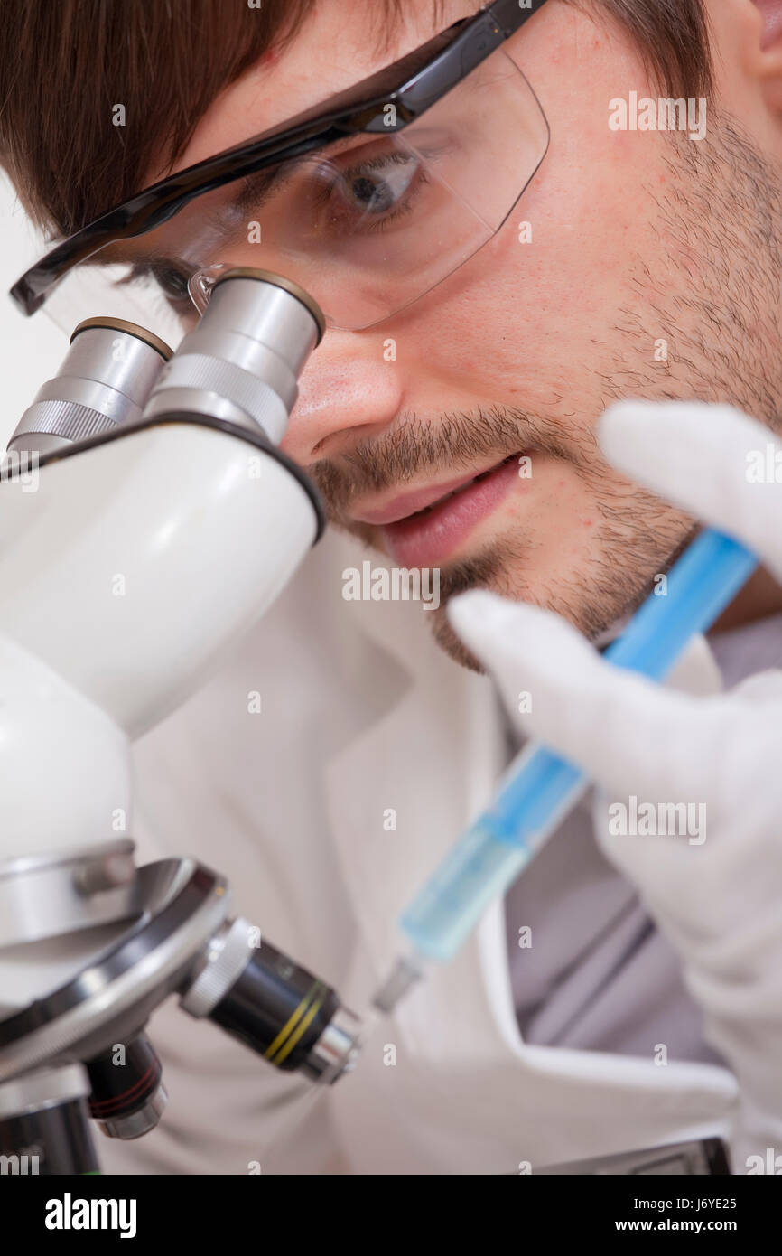 science research laboratory microscope scientific syringe injection man ...