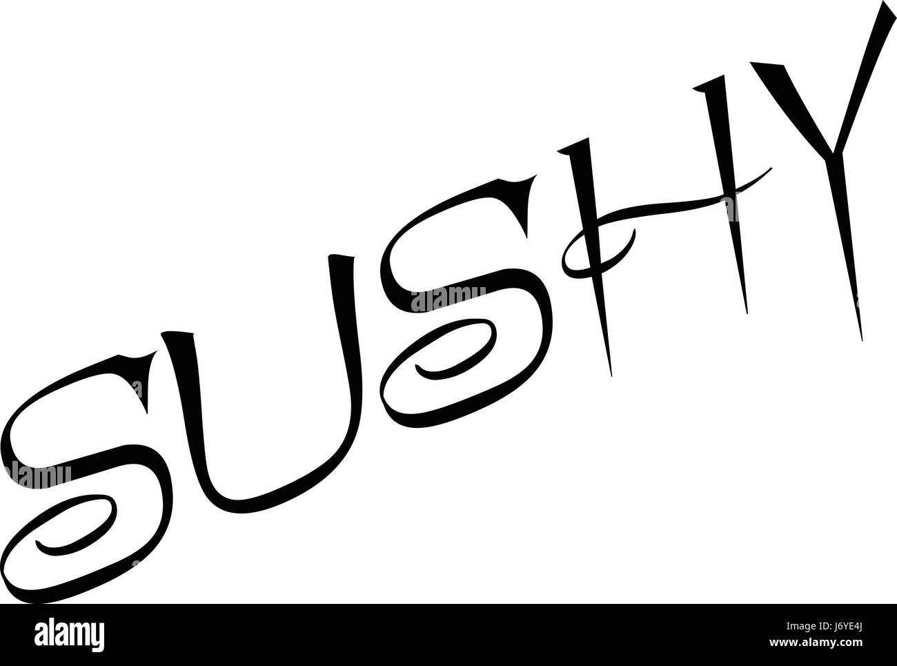 Sushy text banner in black lettesr on white background Stock Vector ...