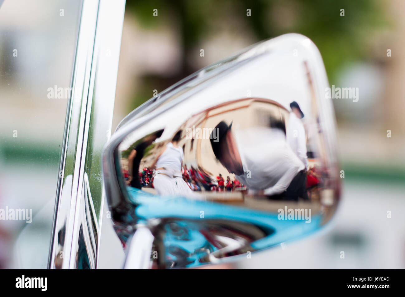 An old car rear-view Stock Photo - Alamy