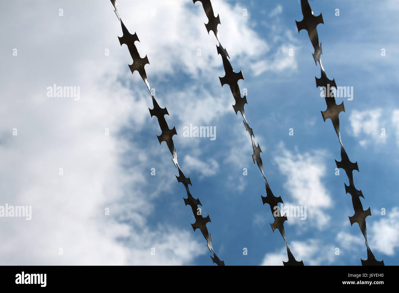 lines hindrance border barrier tooth barbed-wire fence firmament sky ...