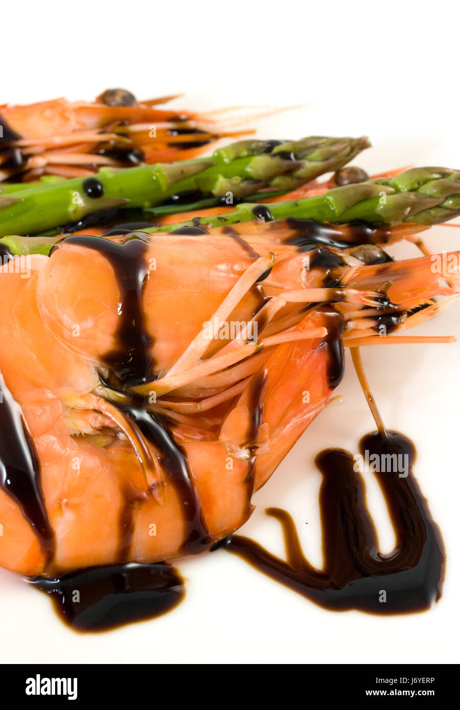 vinegar boiled asparagus crustacean cooked food aliment shrimp plate ...