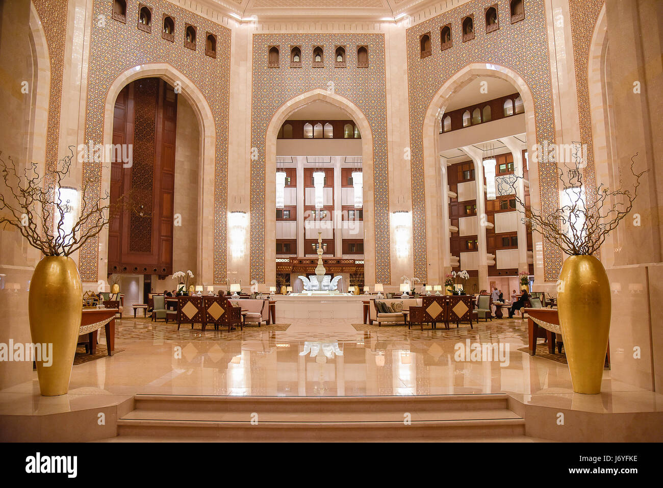 Oman Muscat Entrance hall of Al-Bustan Palace Hotel Stock Photo - Alamy