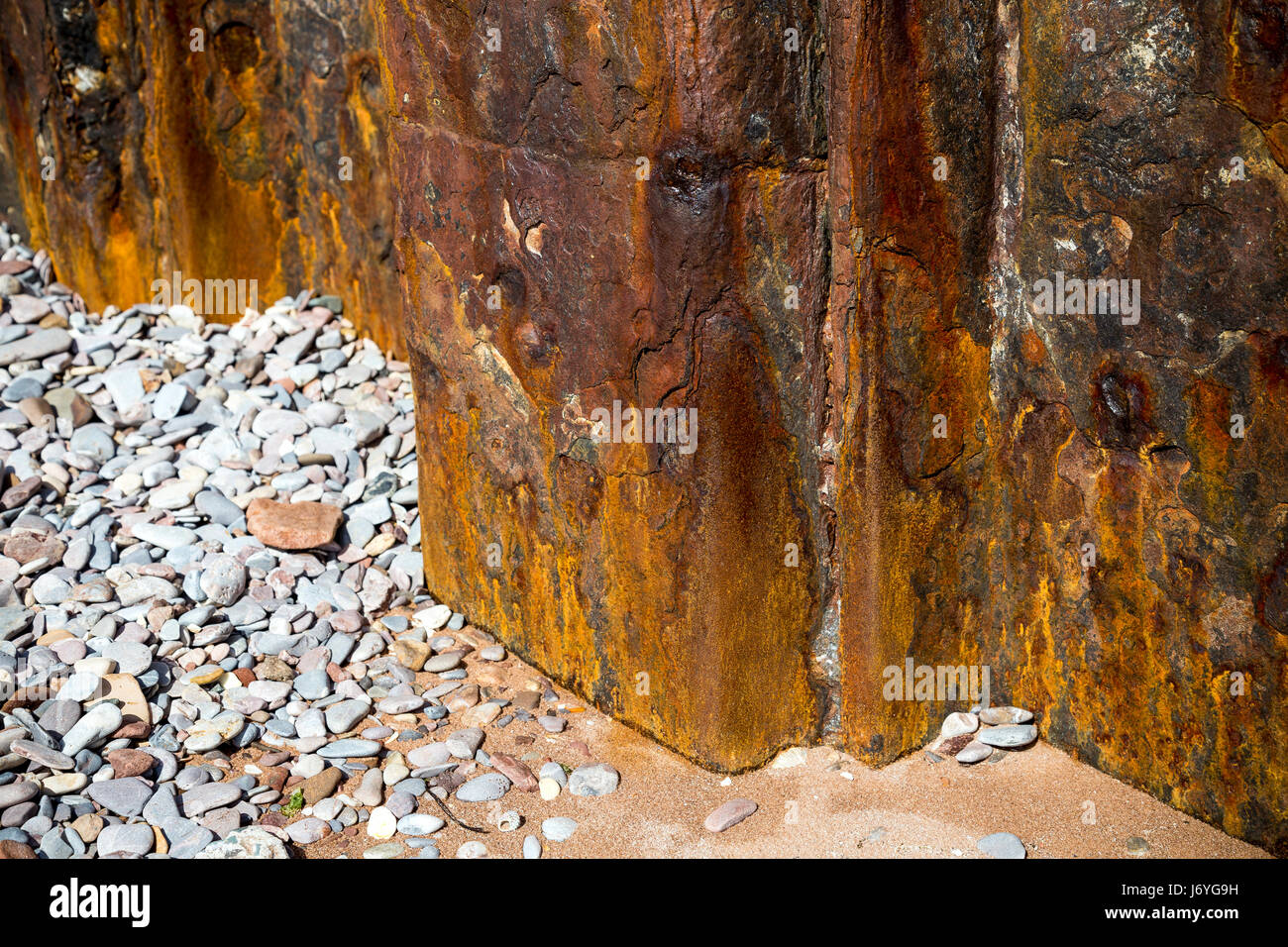 sea defences and seaside buildings at Broadsands between Paignton and ...
