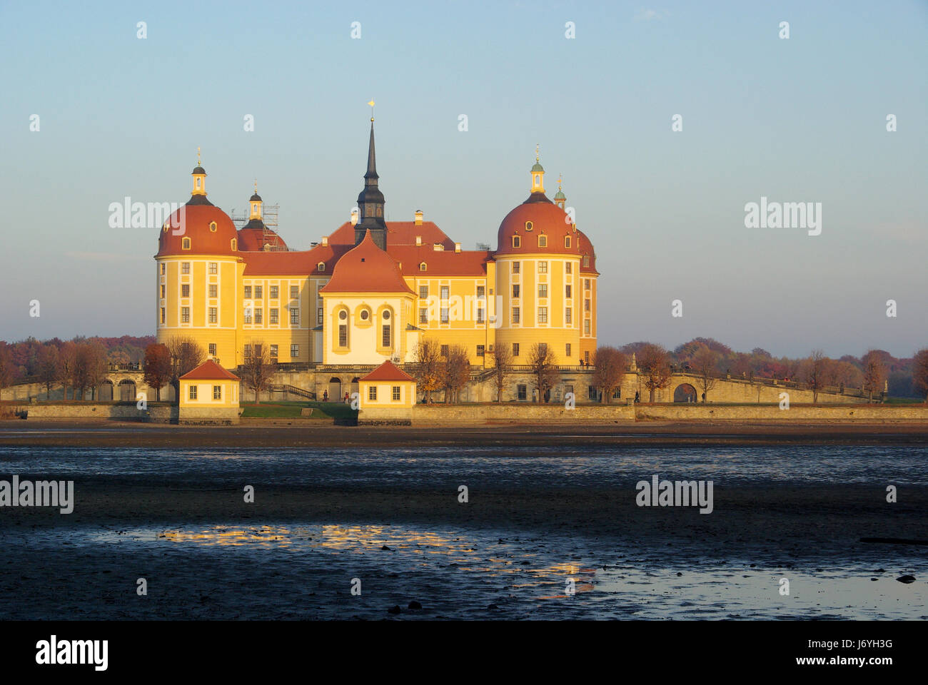 baroque mirroring saxony Dresden chateau castle tower baroque europe ...