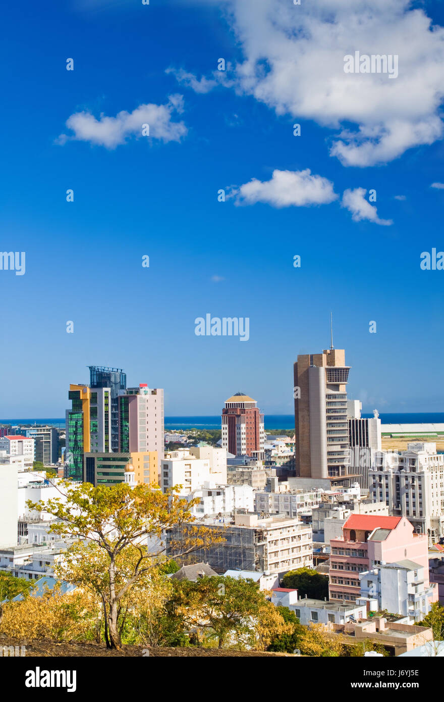 city town capital skyline mauritius blue buildings city town summer ...