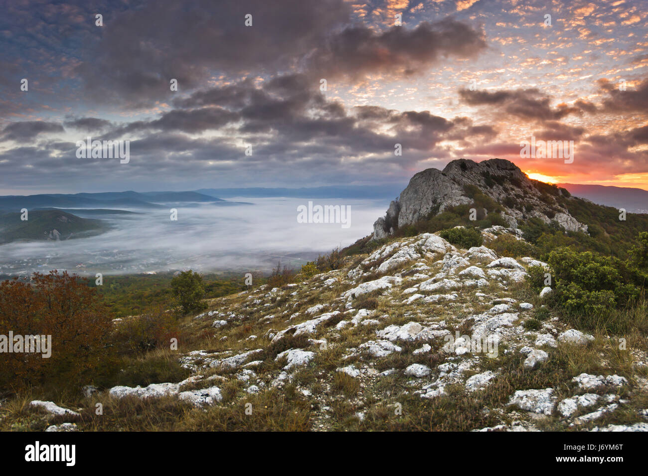 red sunrise in the mountains Stock Photo - Alamy