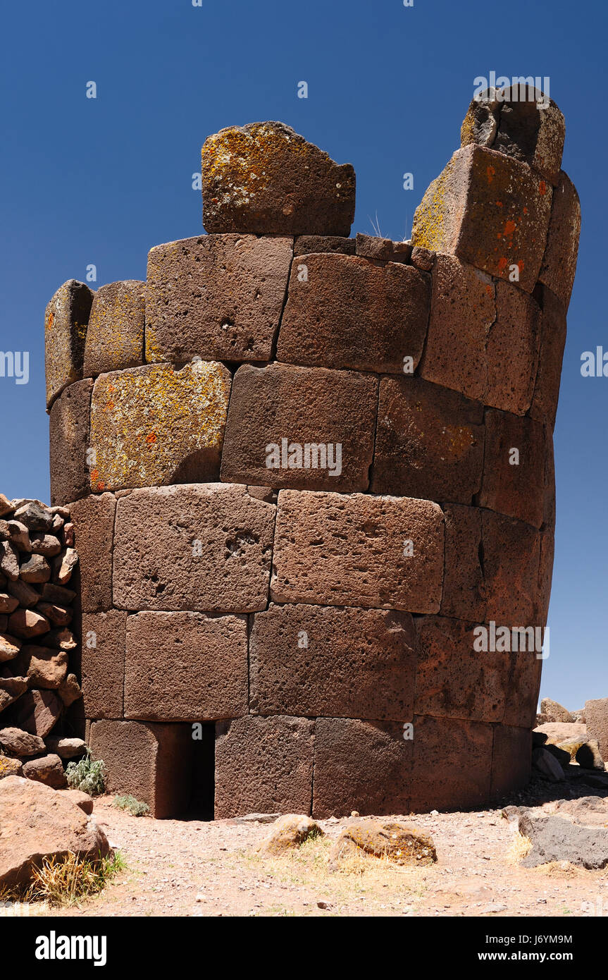 Peru – Inca prehistoric ruins in Sillustani near Puno, Titicaca lake ...