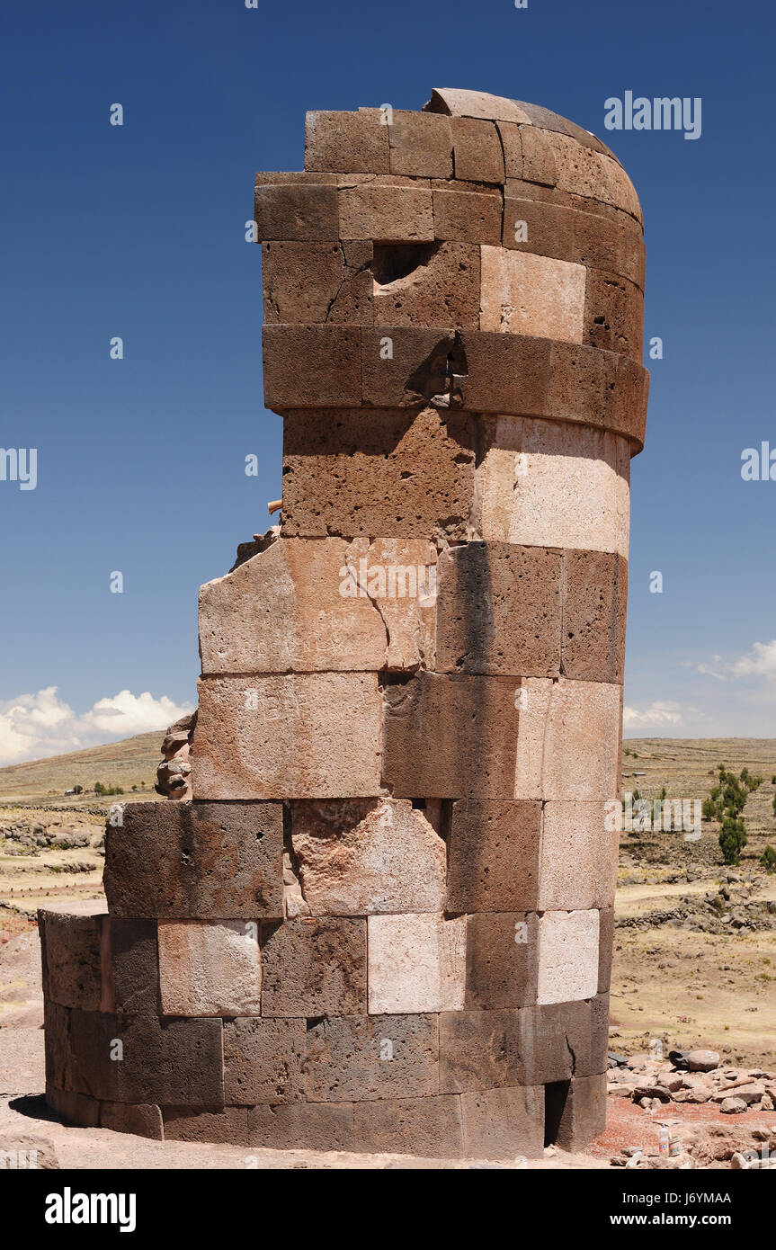 Peru – Inca prehistoric ruins in Sillustani near Puno, Titicaca lake ...