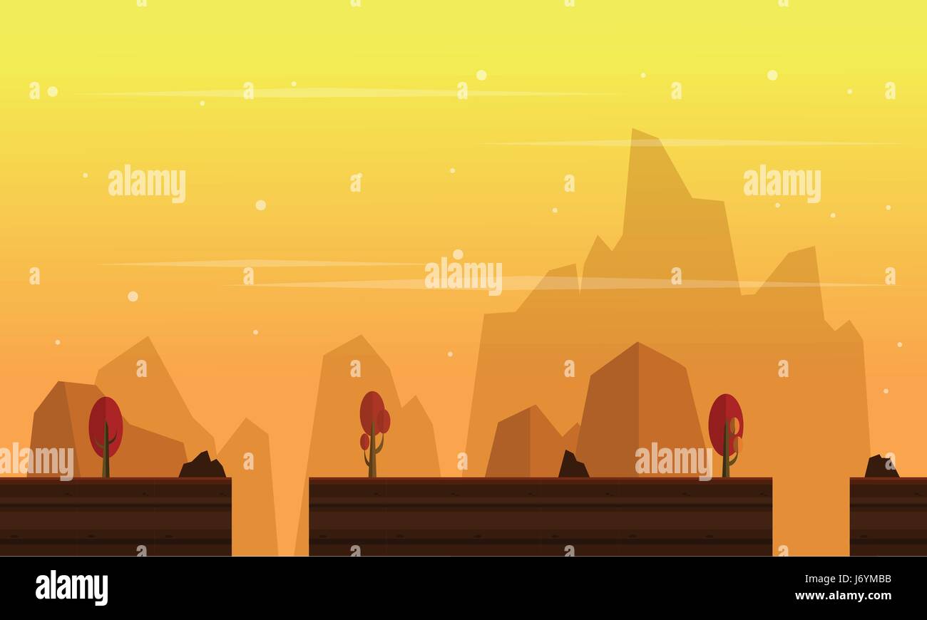 Game background with scenery at sunset Stock Vector Image & Art - Alamy